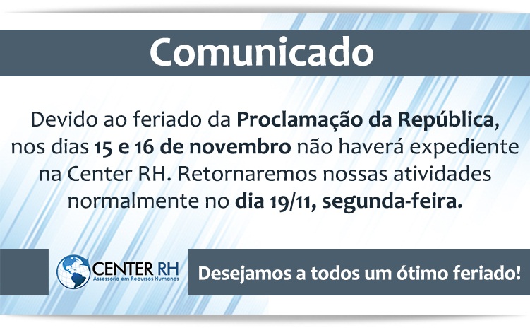 CENTER RH | Comunicado